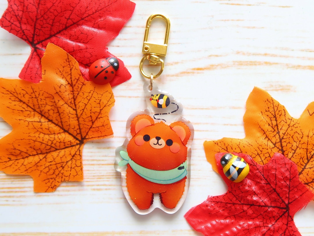 Cute Acrylic Keychain, Kawaii Bear Keychain, Woodland Animals Acrylic ...