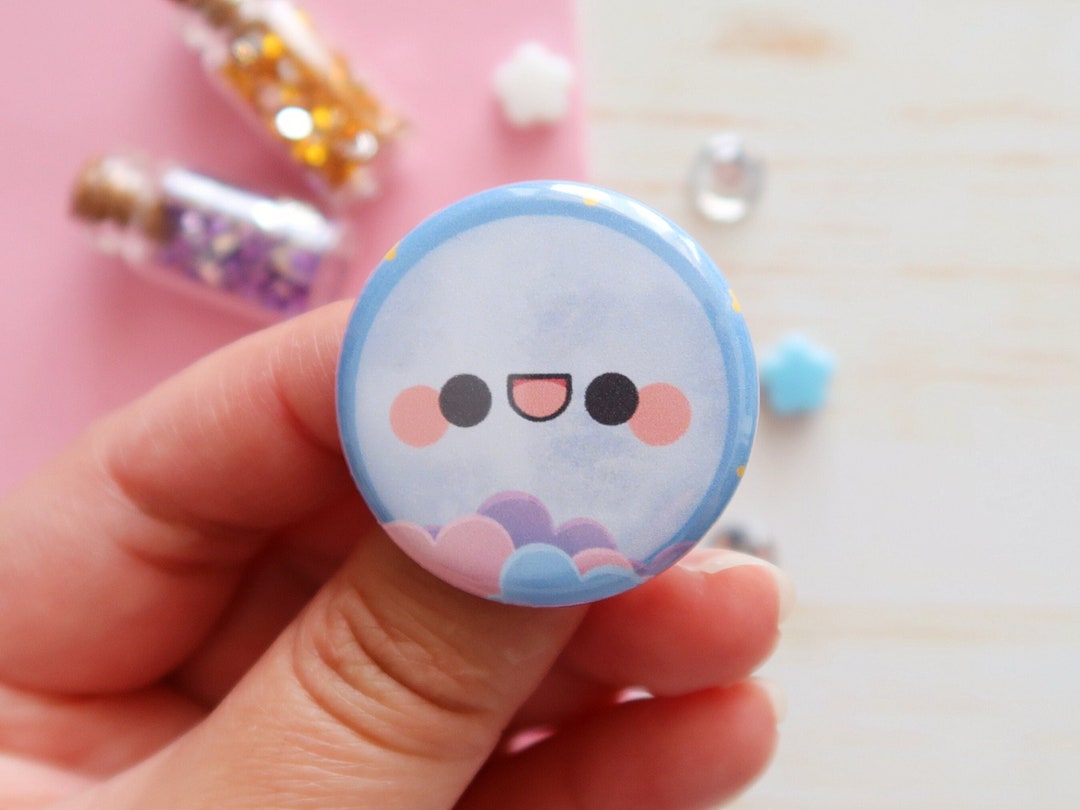 Cute Moon Button, Kawaii Badge Button, Night Time Pinback Buttons - Etsy