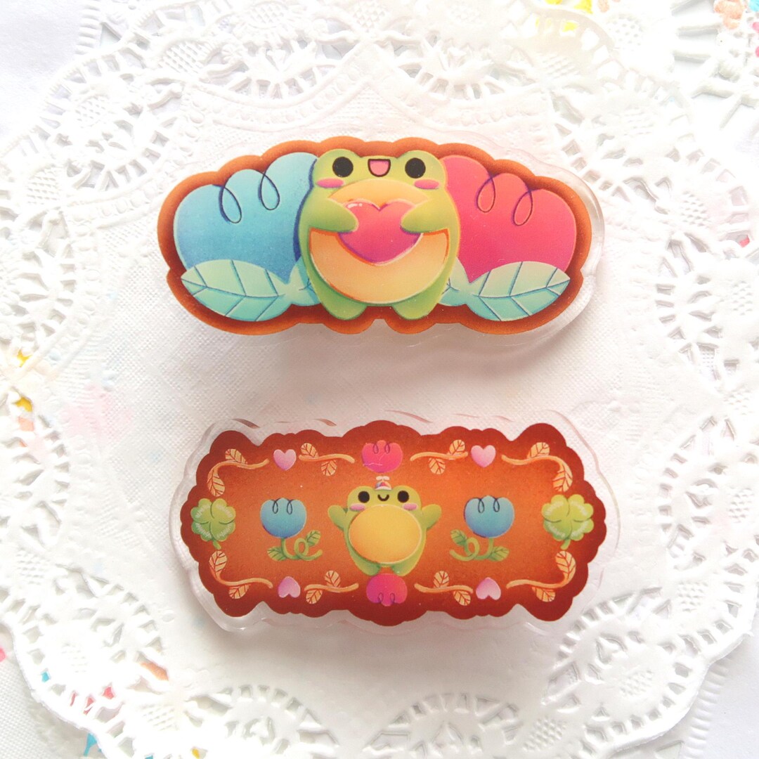 Cute Frog Hair Clips, Kawaii Acrylic Hair Accessory, Spring Flower Hair ...