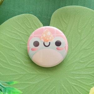 Cute Pin Back Button, Kawaii Frog Badge Button, Birthday Button ...