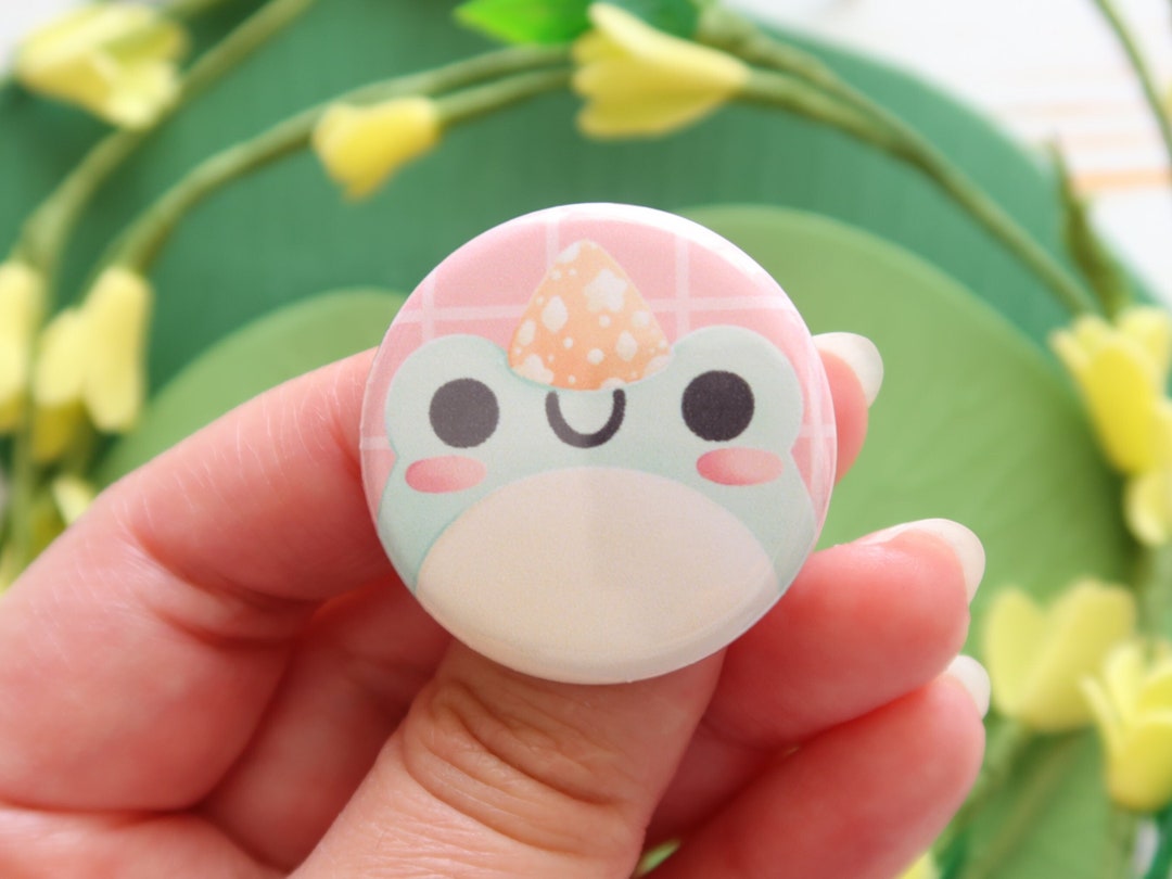 Cute Pin Back Button, Kawaii Frog Badge Button, Birthday Button ...