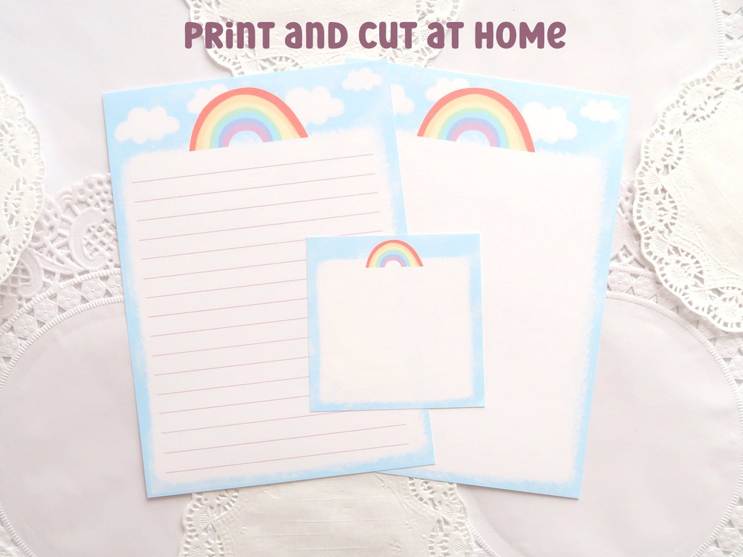 Cute Letter Paper Digital Download, Kawaii Rainbow Stationery Paper ...
