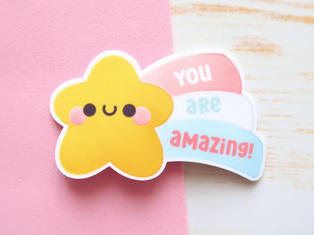 Cute Star Sticker, Kawaii Shooting Star Stickers, You Are Amazing Die ...