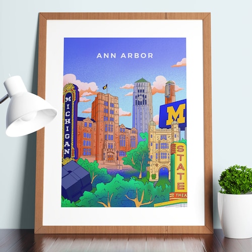 U of M Michigan Theatre Watercolor Print Uofm Art University - Etsy