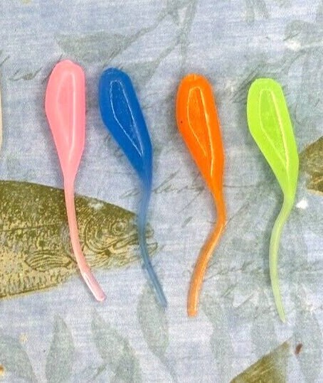 2" GLOW Multi-color Stinger Tail Fishing-crappie Ice Plastic Lot Shad ...