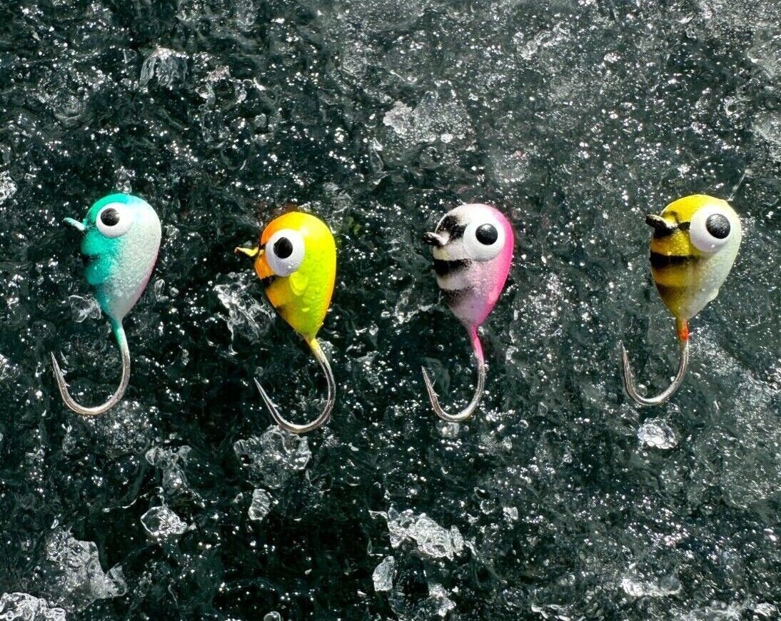 5-pack Tungsten Ice Fishing Jig Heads Crappie Perch Jigs GLOW 3mm 4mm ...