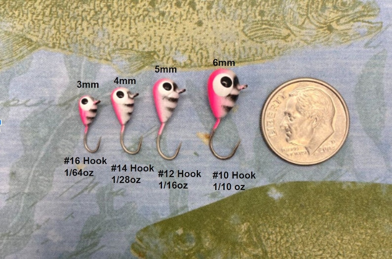 5-pack Tungsten Ice Fishing Jig Heads Crappie Perch Jigs GLOW 3mm 4mm ...