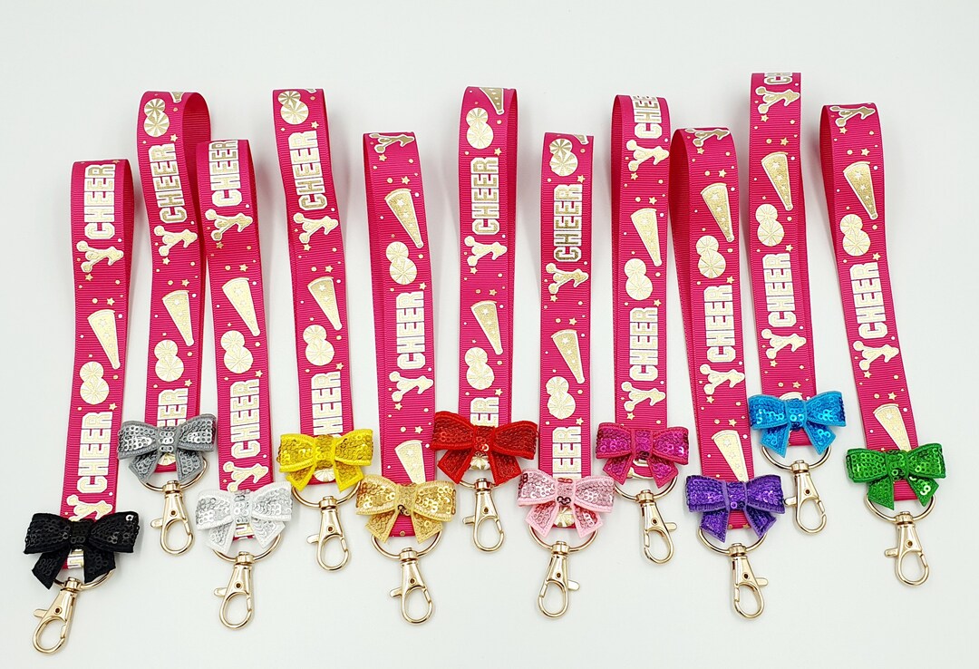 Cheer Mini Keyfob Lanyard With Bow Cheerleading Keychain - Etsy