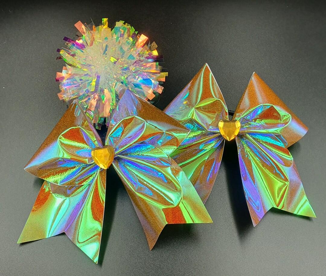 Unique Cheer Magic Glitter Gold Reflective Cheer Bow 3 Cheerleader ...