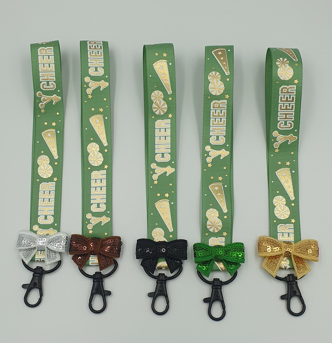 Cheer Mini Keyfob Lanyard With Bow Cheerleading Military Style Keychain ...