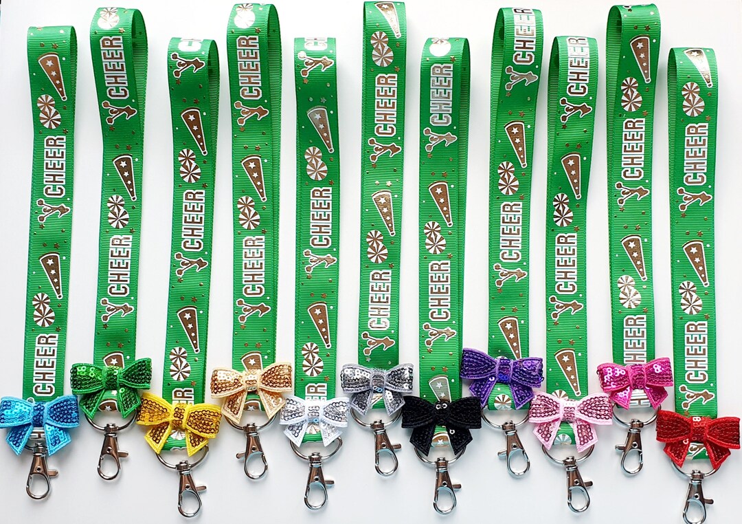 Cheer Mini Keyfob Lanyard With Bow Cheerleading Keychain Green - Etsy