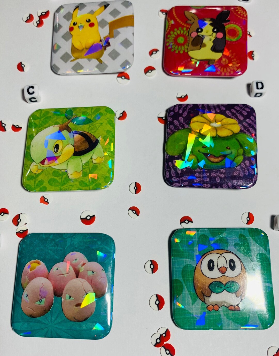 Mystery Upcycled Square Poke Badges holo - Etsy