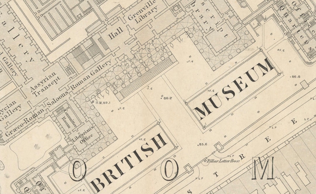 OS Map Showing the British Museum, Bloomsbury Square, Russell Square ...