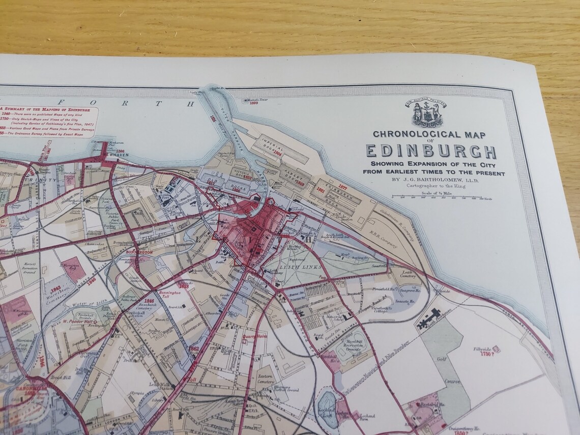 Historic Edinburgh Map | Scotland Old City Plan | Chronological Map by ...