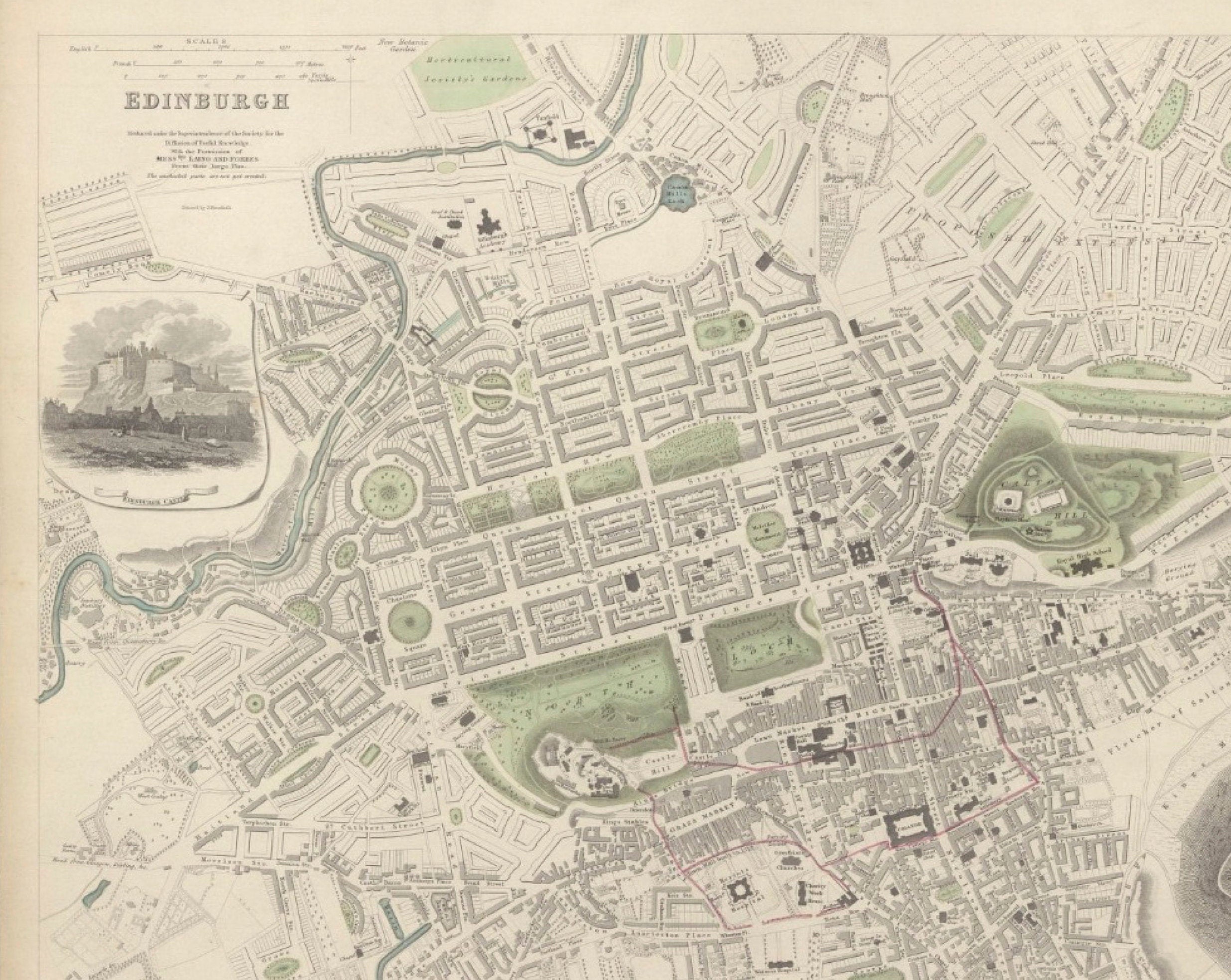 Edinburgh Historic City Map 1834 Drawn by Clarke, W.B Old Edinburgh Map ...