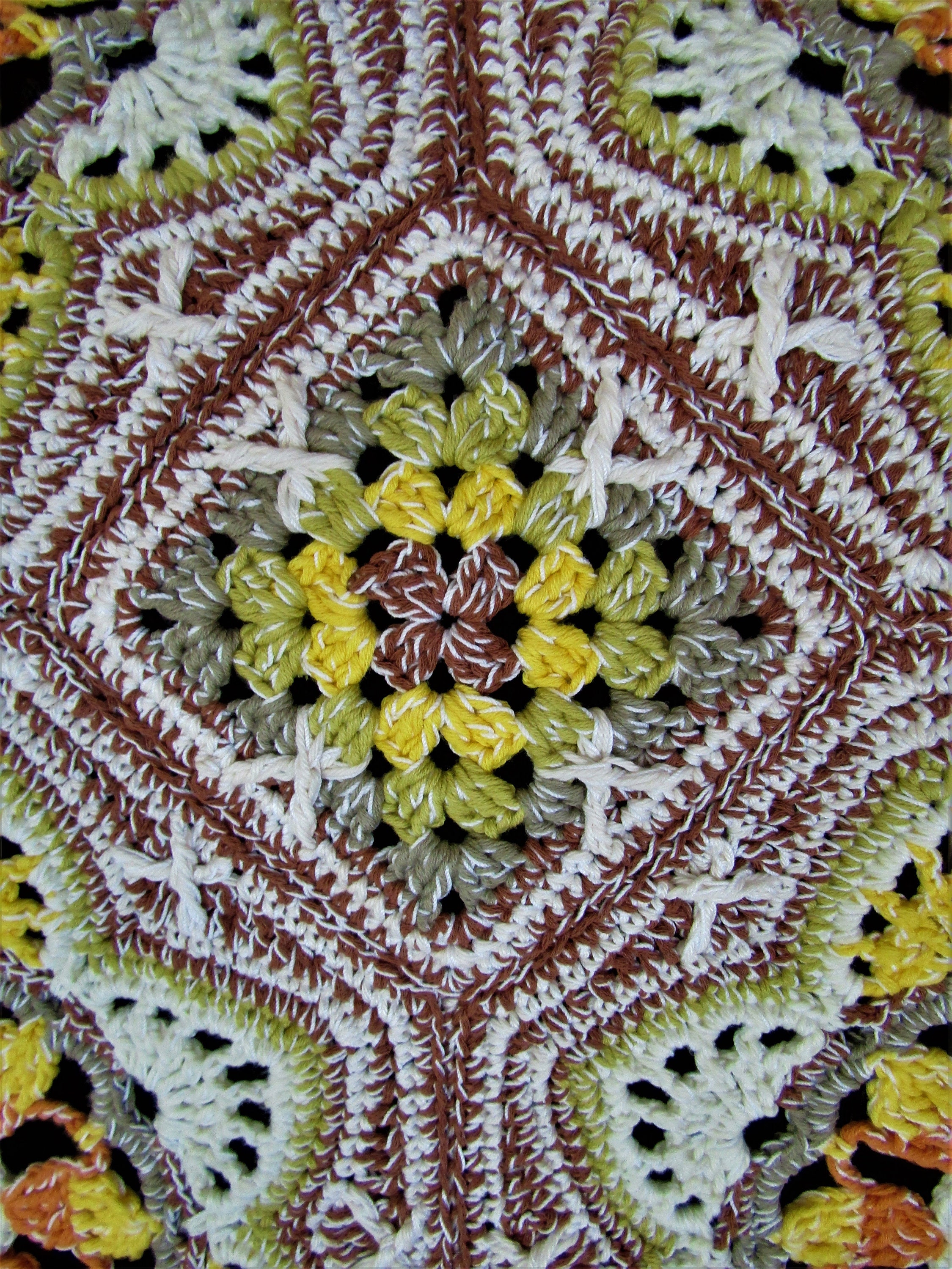 AFGHAN HANDMADE GORGEOUS 100% Cotton "earth Mosaic" Motifs Blanket ...
