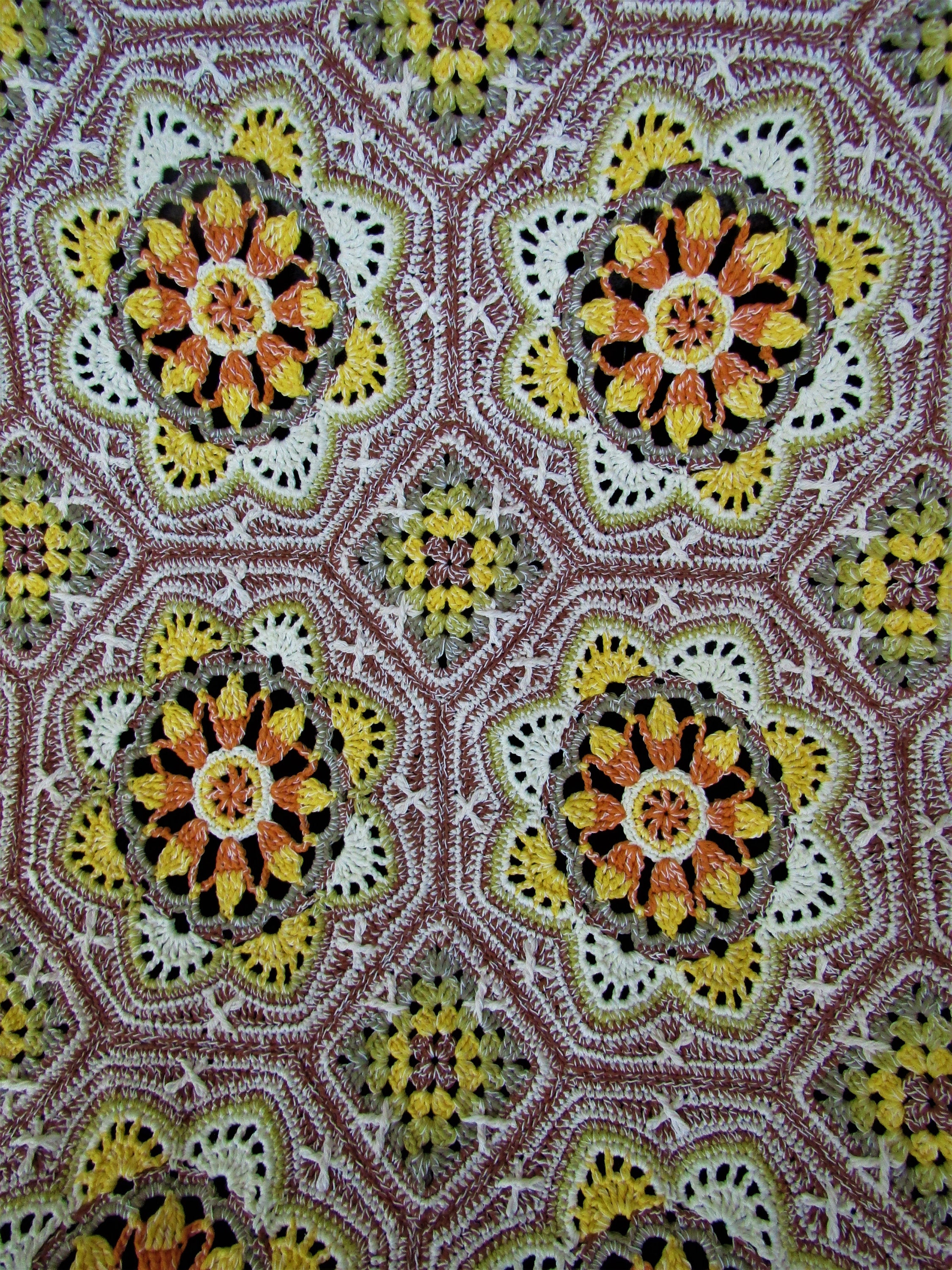 AFGHAN HANDMADE GORGEOUS 100% Cotton "earth Mosaic" Motifs Blanket ...