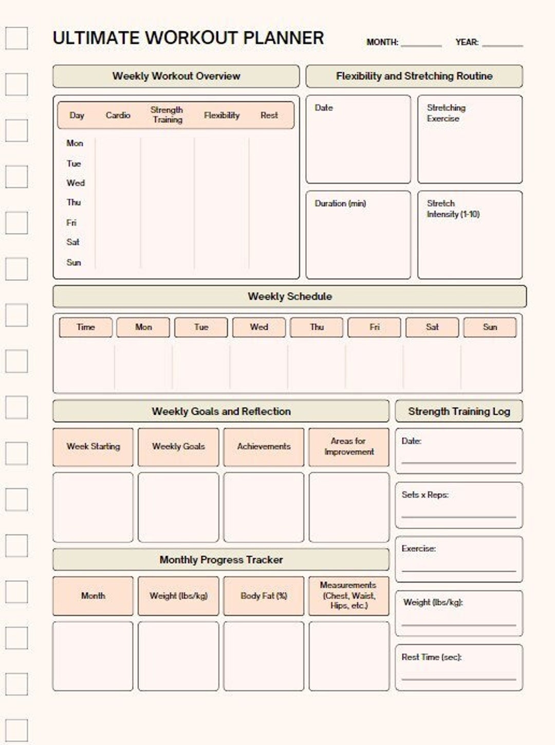 Work Out Planner. Editable, Digital. Customizable - Etsy