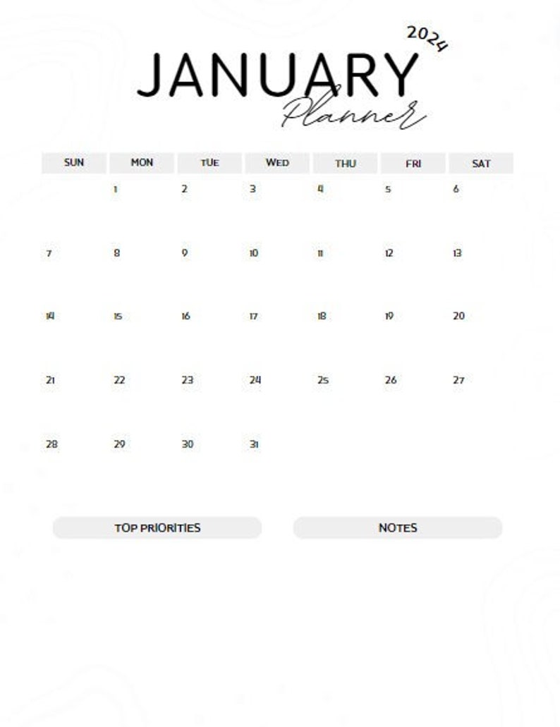 Yearly Calendar. Digital, Editable, Customizable - Etsy