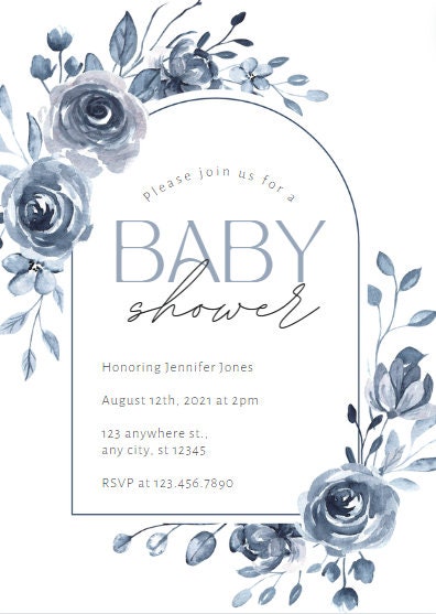 Blue Baby Shower Invitation. Digital. Editable. Customizable - Etsy