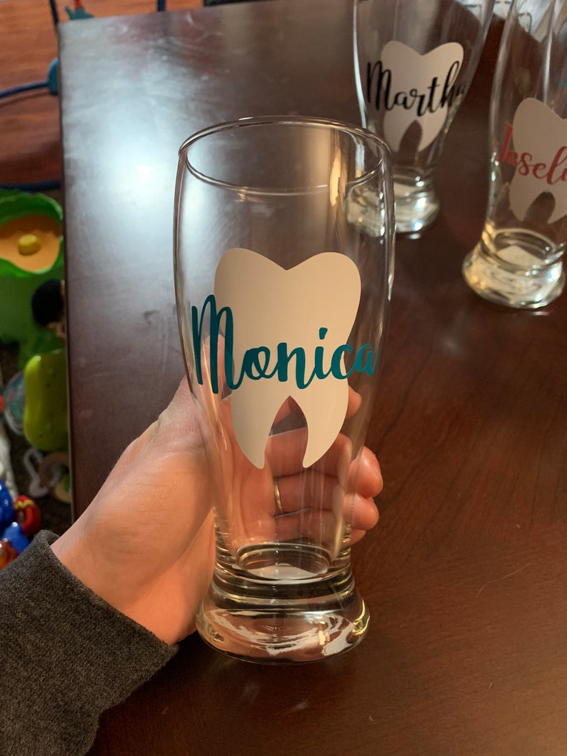 Tooth With Name Glass Cup. Dental Assistant. Dentist | Etsy