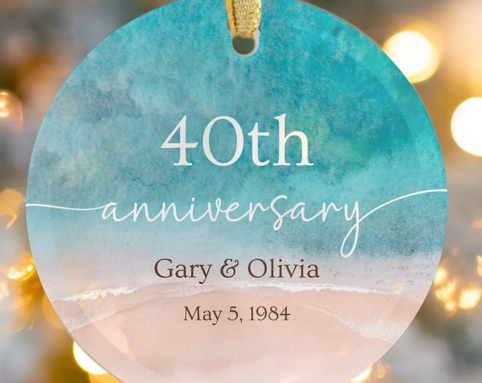 40th Anniversary Personalized Crystal Holiday Ornament Christmas Tree ...