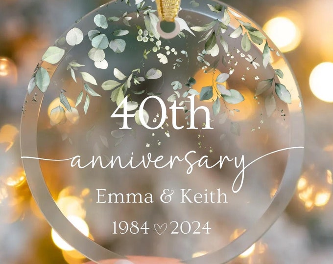 40th Anniversary Personalized Crystal Holiday Ornament Christmas Tree ...