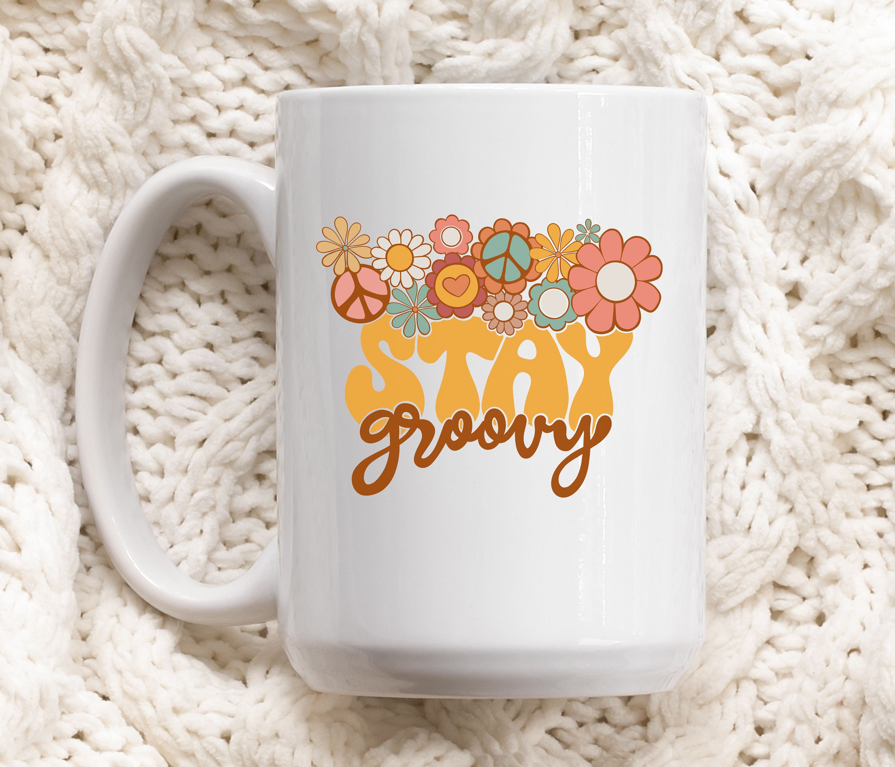 Retro Stay Groovy Coffee Mug/retro Flower 70s Mug/hippie Boho - Etsy