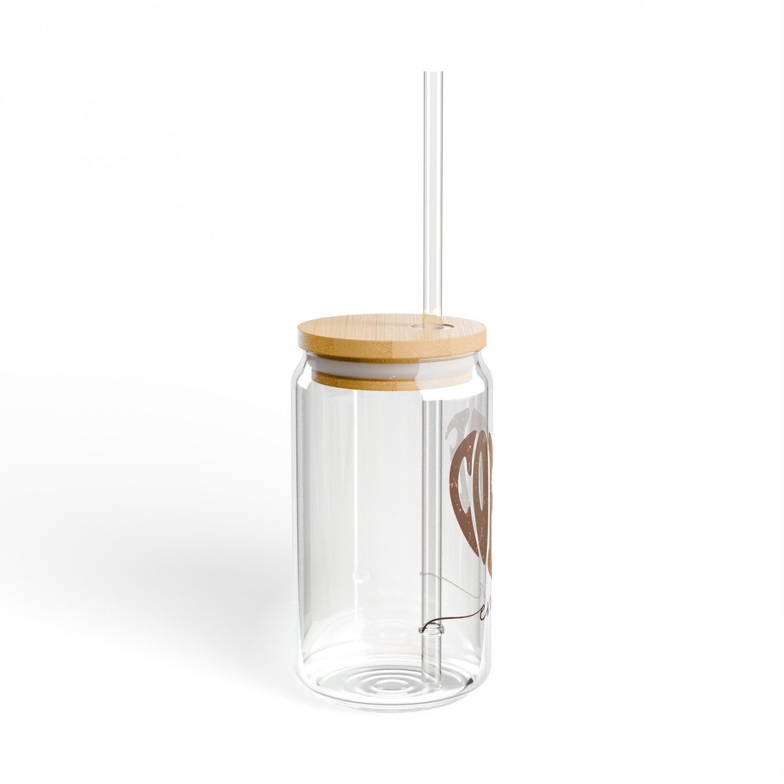 Coffee Love Personalize Sipper Glass, 16oz/boho Retro Sipper Glass/cute ...