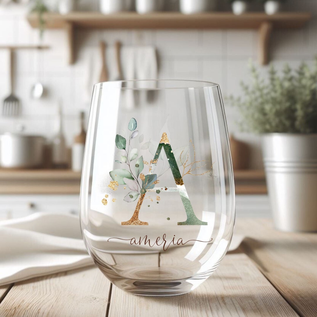 Personalized Stemless Wine Glass, 11.75oz/custom Wine Glass/monogram ...