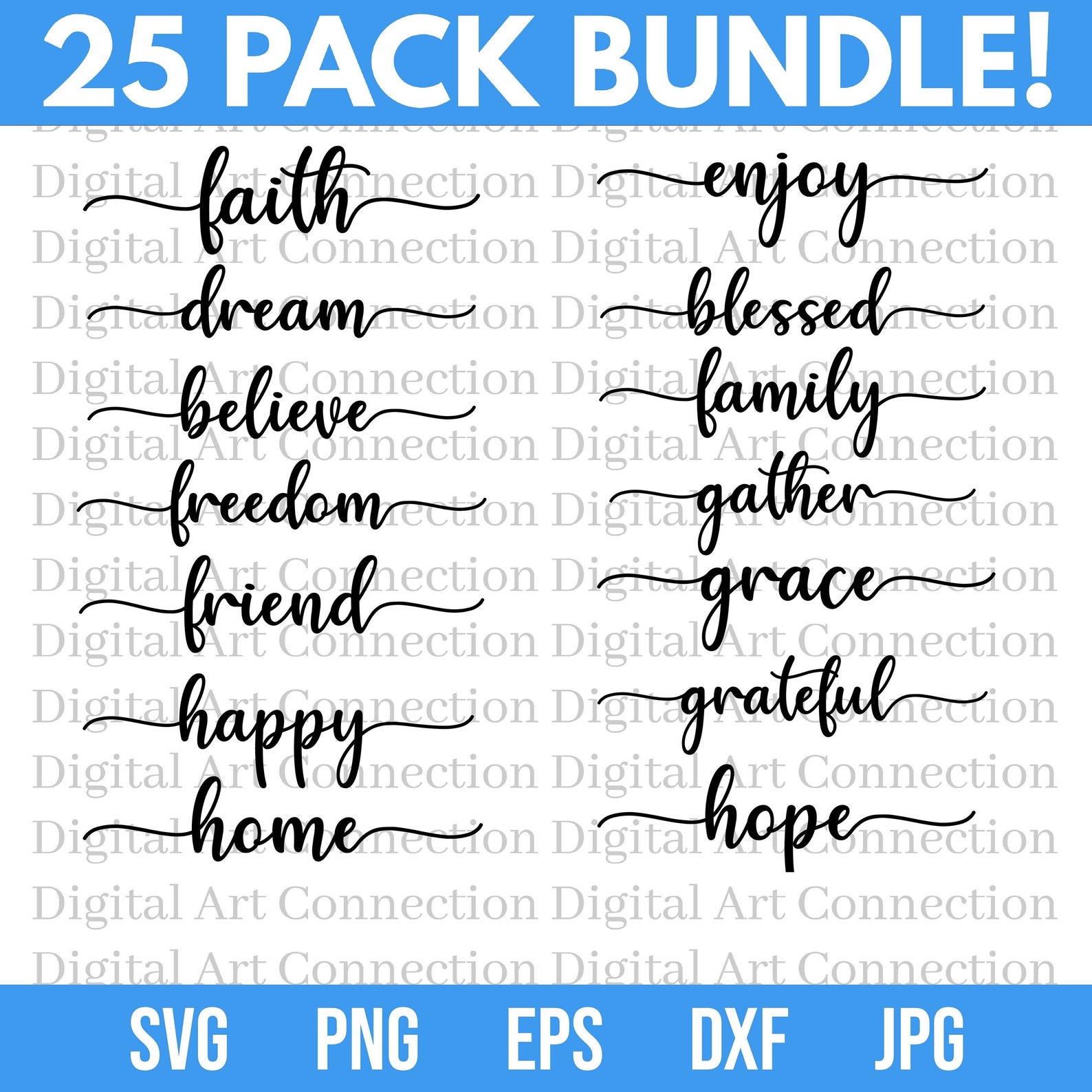 25 Pack Word SVG Bundle Word SVG Bundle Stylized Words Svg - Etsy