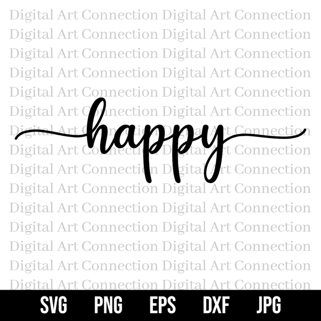 Happy SVG, Happy Word SVG, Happy Stylish Word Text Svg, Text Svg ...