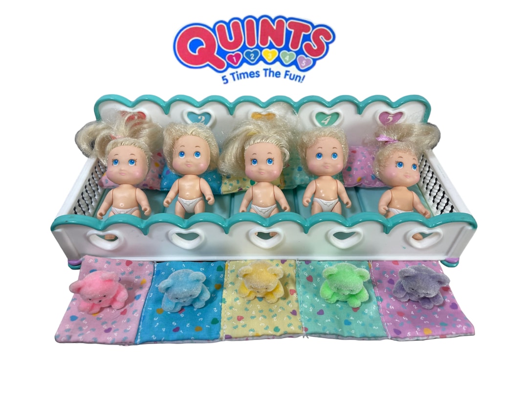 Vintage Quints Mini Dolls Tyco 1990s 5 Times the FUN 5 Dolls With Bed ...