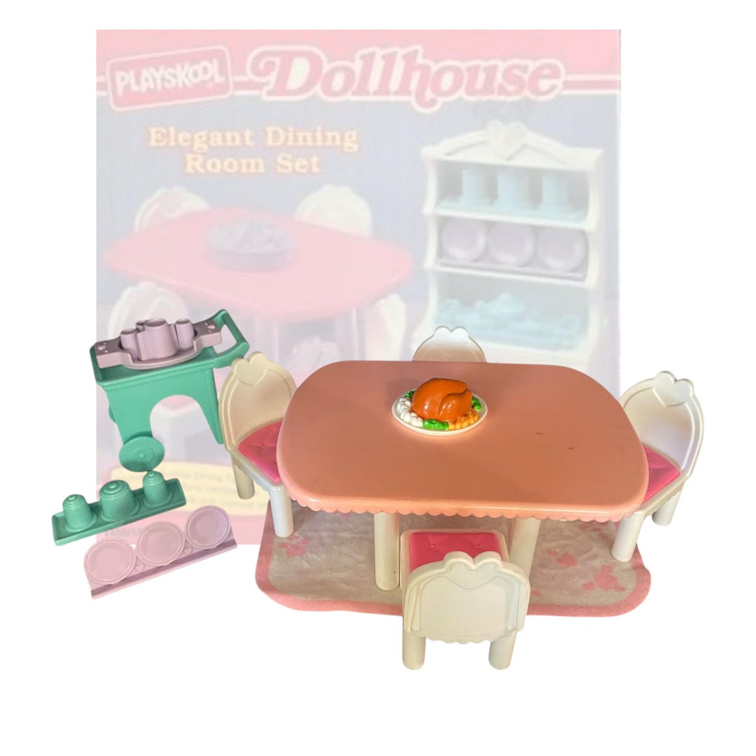Vintage Playskool Dollhouse Furniture | Elegant Dinning Room | Table ...