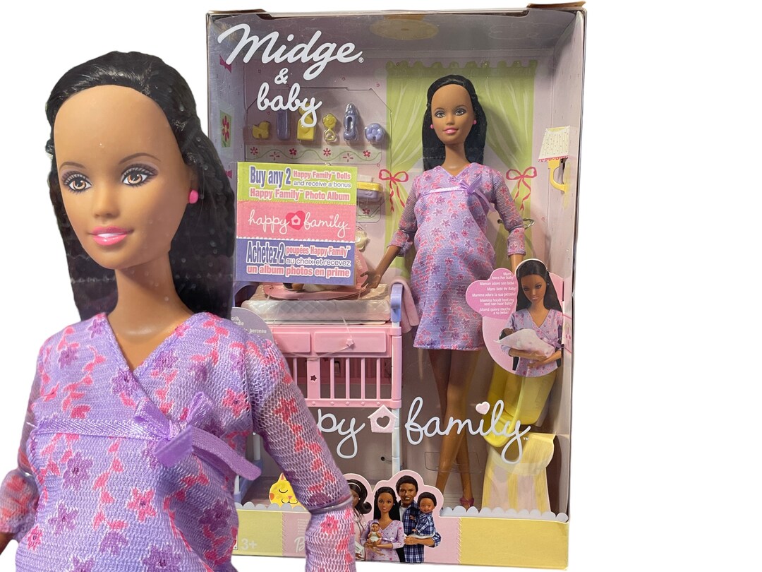 Vintage MIDGE Pregnant and Baby BNIB RARE Barbie Doll Happy Family 2000 ...