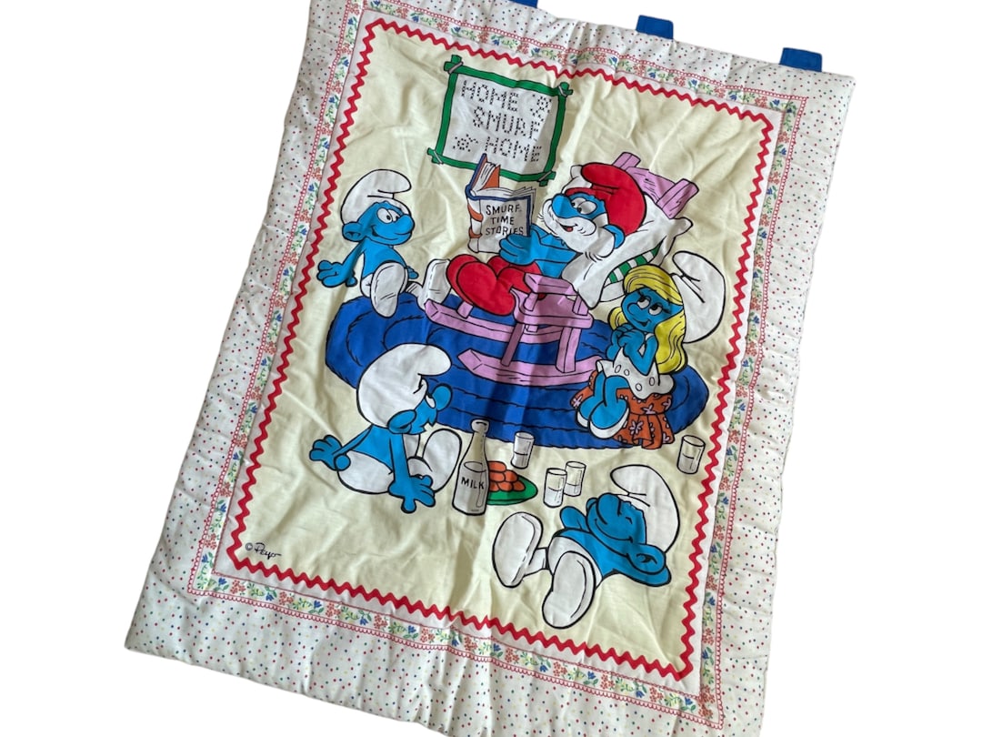 Vintage RARE the Smurfs Fabric WALL HANGING | Home Smurfs Home | Papa ...