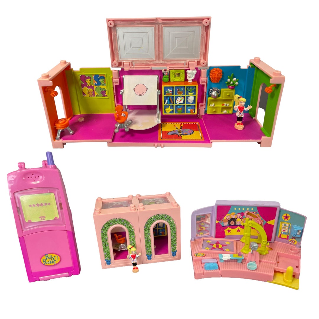 Vintage Polly Pocket Bluebird Mattel Art Studio Compact Mobile Phone ...