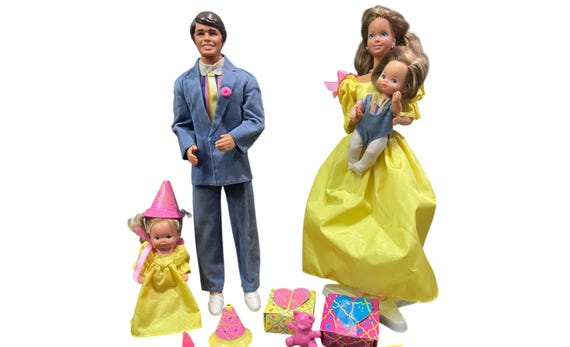 Vintage Barbie Heart Family Surprise 1980s mom Dad Baby Girl and Baby Boy Mattel Accessories Etsy Canada