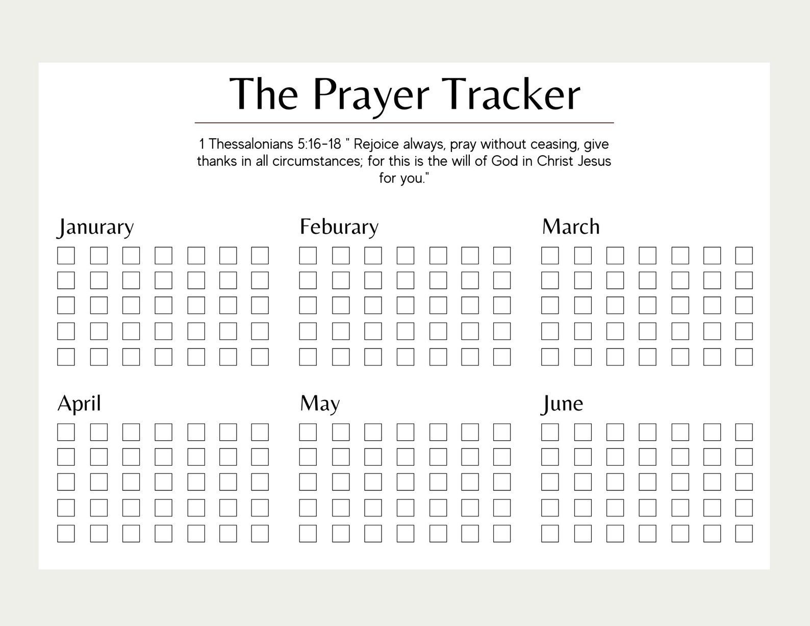 Daily Prayer Tracker, Habit Tracker Printable, Monthly Habit Track ...