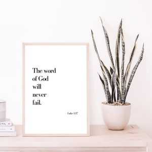 Luke 1:37 | Bible Verse Wall Art Scripture Wall Art Scripture Printable ...