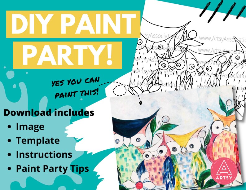 Paint Party Canvas Stencil | Paint Party Printable | Paint Party ...