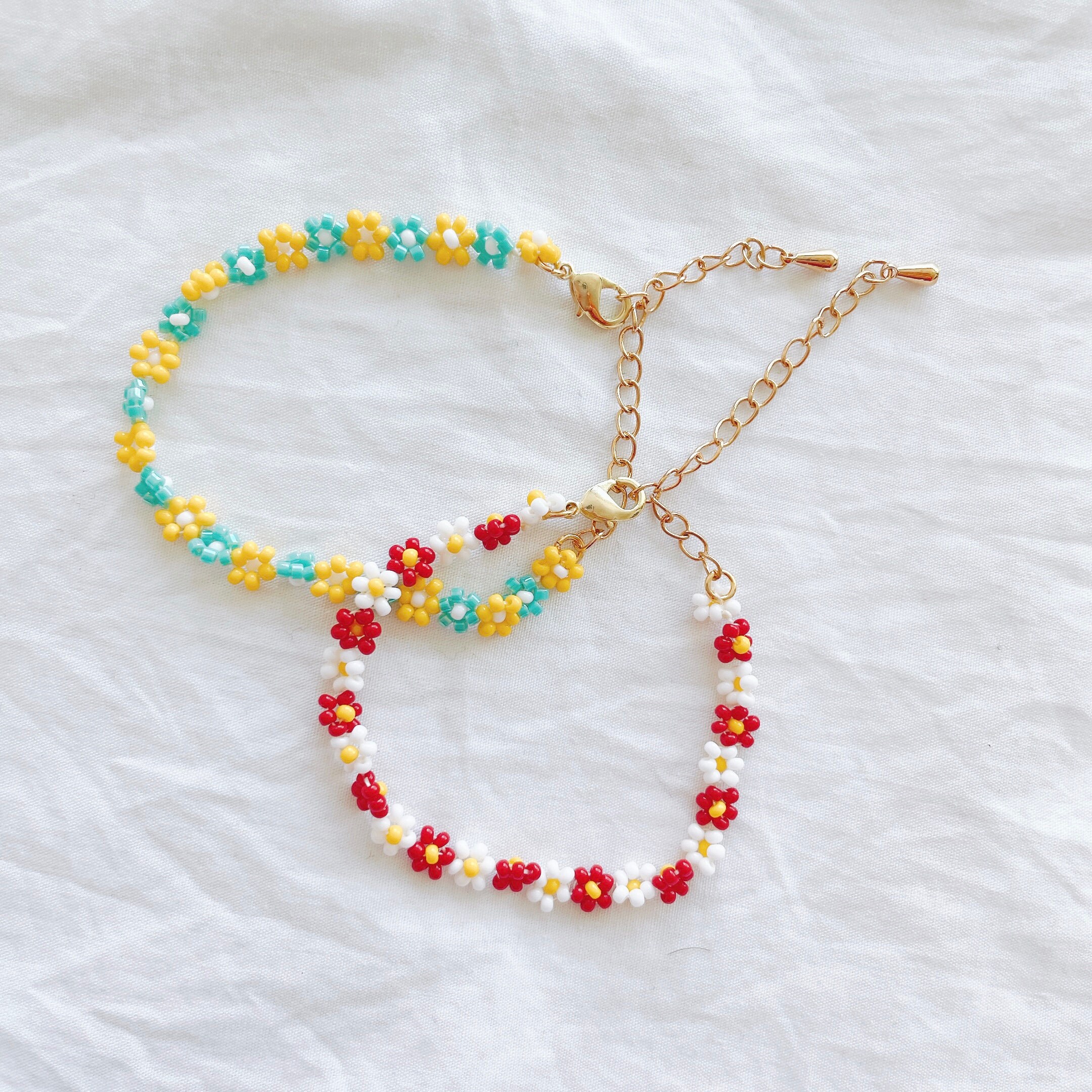 Handmade Daisy Seed Beaded Bracelet Friendship Bracelets Etsy