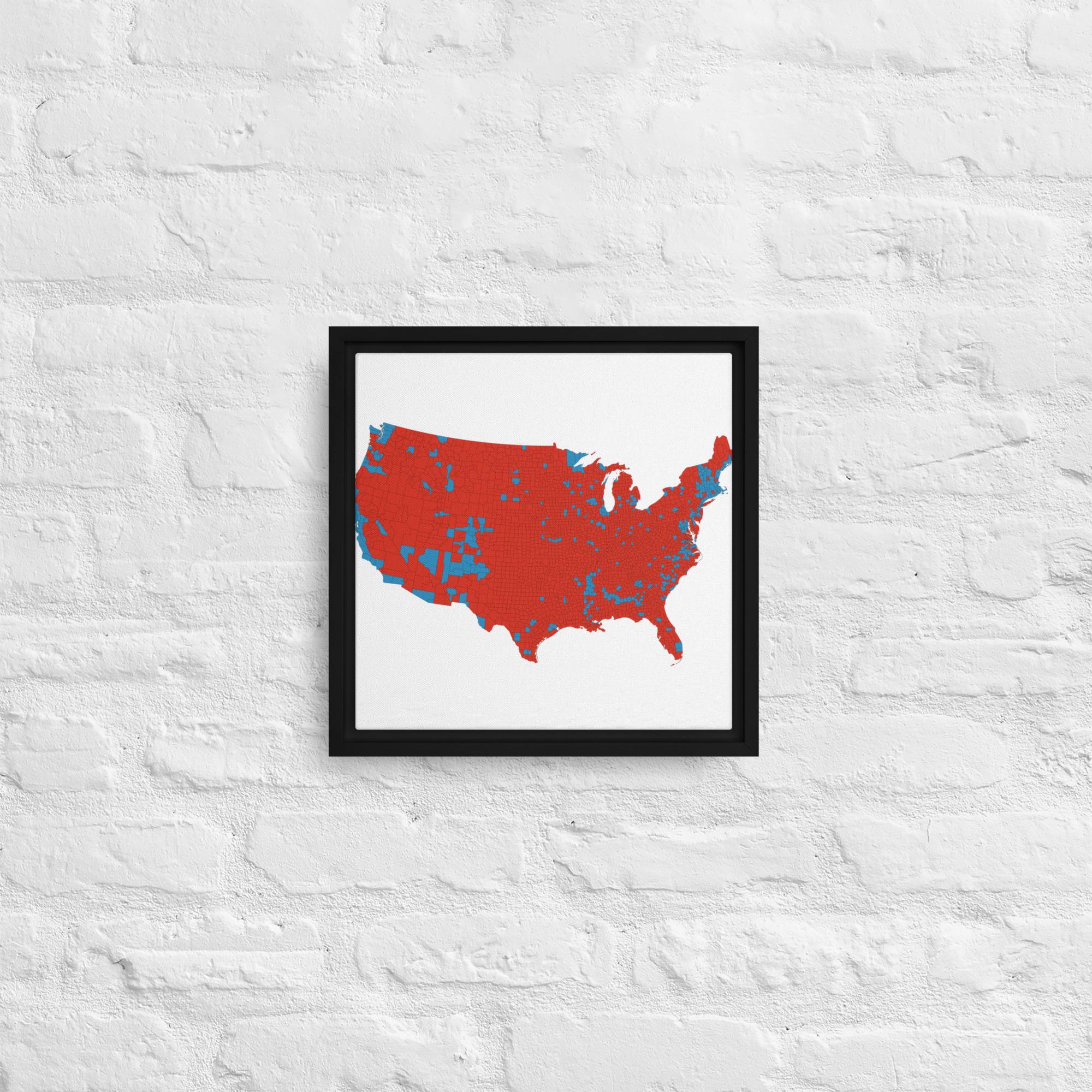 USA Political Map Canvas, United States County Electoral Map Wall Art ...