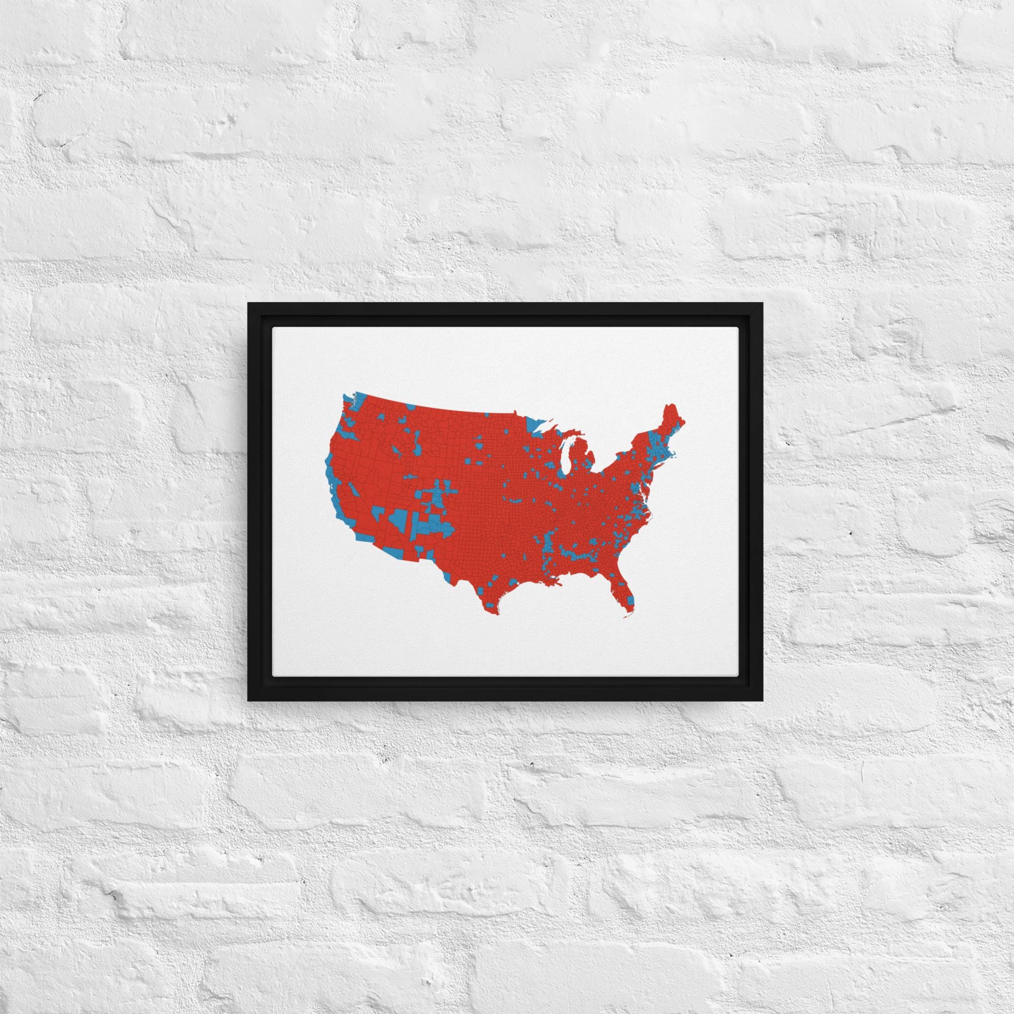 USA Political Map Canvas, United States County Electoral Map Wall Art ...
