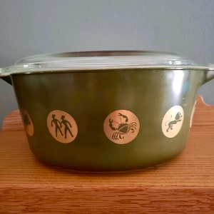 RARE Pyrex Zodiac Casserole Dish Promotional With Lid Green Gold 475-B ...