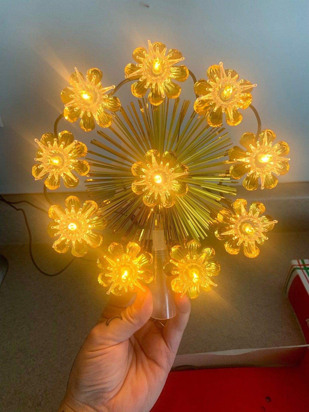 Vintage Christmas Tree Topper by Alderbrook Yellow and Gold Lights - Etsy