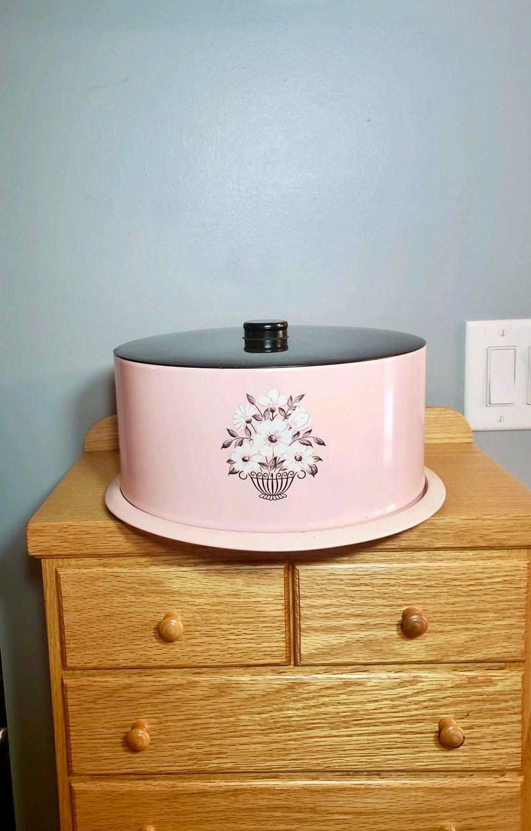 Vintage Pink Floral Metal Cake Saver Decoware 1950s - Etsy