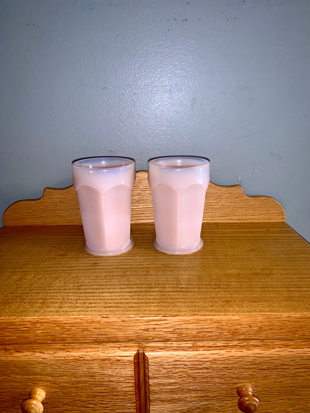 Vintage Fenton Pink Milk Glass Panel Tumblers Set of Two - Etsy