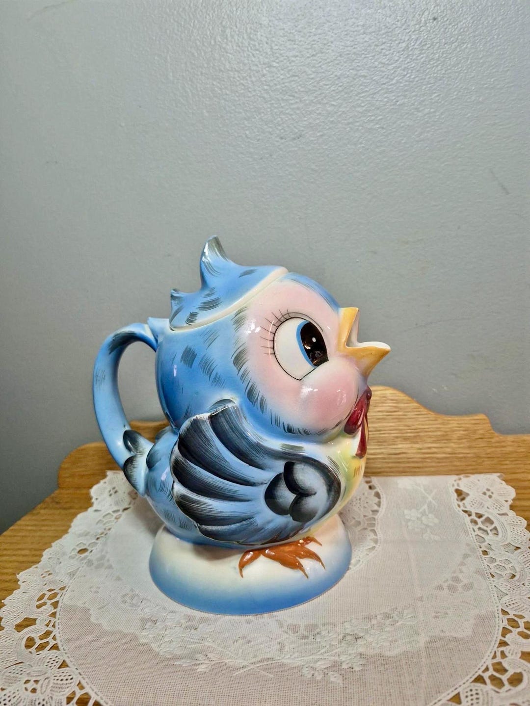 Vintage Lefton Bluebird Musical Teapot - Etsy