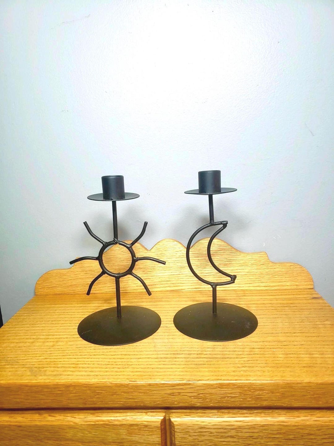 Vintage Celestial Sun and Moon Candlestick Tapered Candle Holders 1990 ...